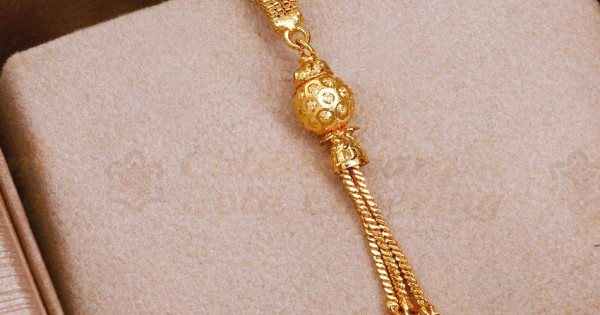 Plain One Gram Gold Short Chain Ball Pendant Design SMDR2350