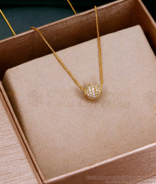 Trendy Heart Shaped Gold Pendant White Stone Design With Chain SMDR2374
