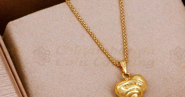 Beautiful 3D Heart Shaped Gold Locket Chain For College Wear SMDR2383