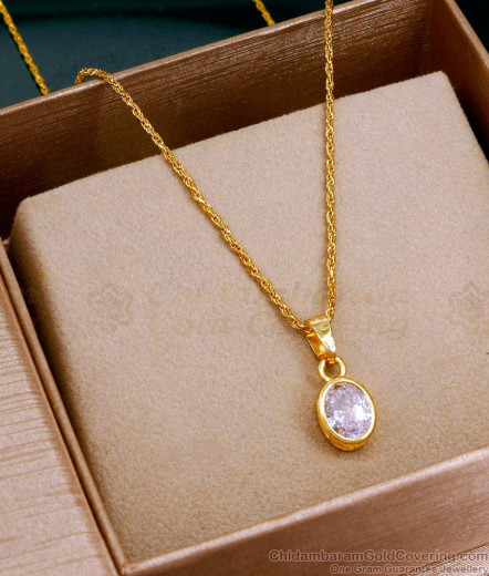 One Gram Gold Pendant Chain Collections Ruby Stone Designs SMDR2023