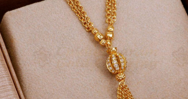 Attractive 2 Line Gold Plated Short Mangalsutra Pendant Chain SMDR2471