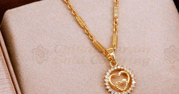 New Model Heart Shaped Gold Locket Box Chain Online SMDR2489