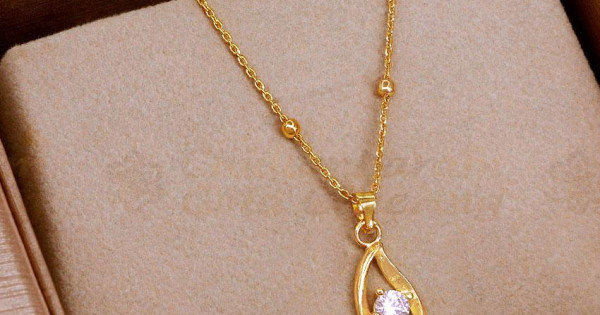 Sleeky Micro Gold Plated Stone Pendant Chain For Office Wear SMDR2539