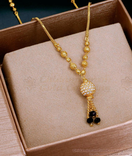 Traditional 1 Gram Gold Nallapusalu Short Chain Collections SMDR2543