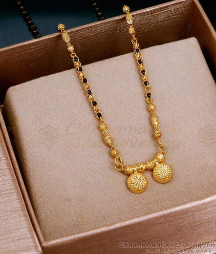 Simple Design 1 Gram Gold Pendant Chain White Stone Ball Design SMDR2340