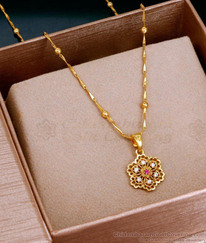 Simple Daily Wear Gold Pendant Chain Box Design SMDR2432