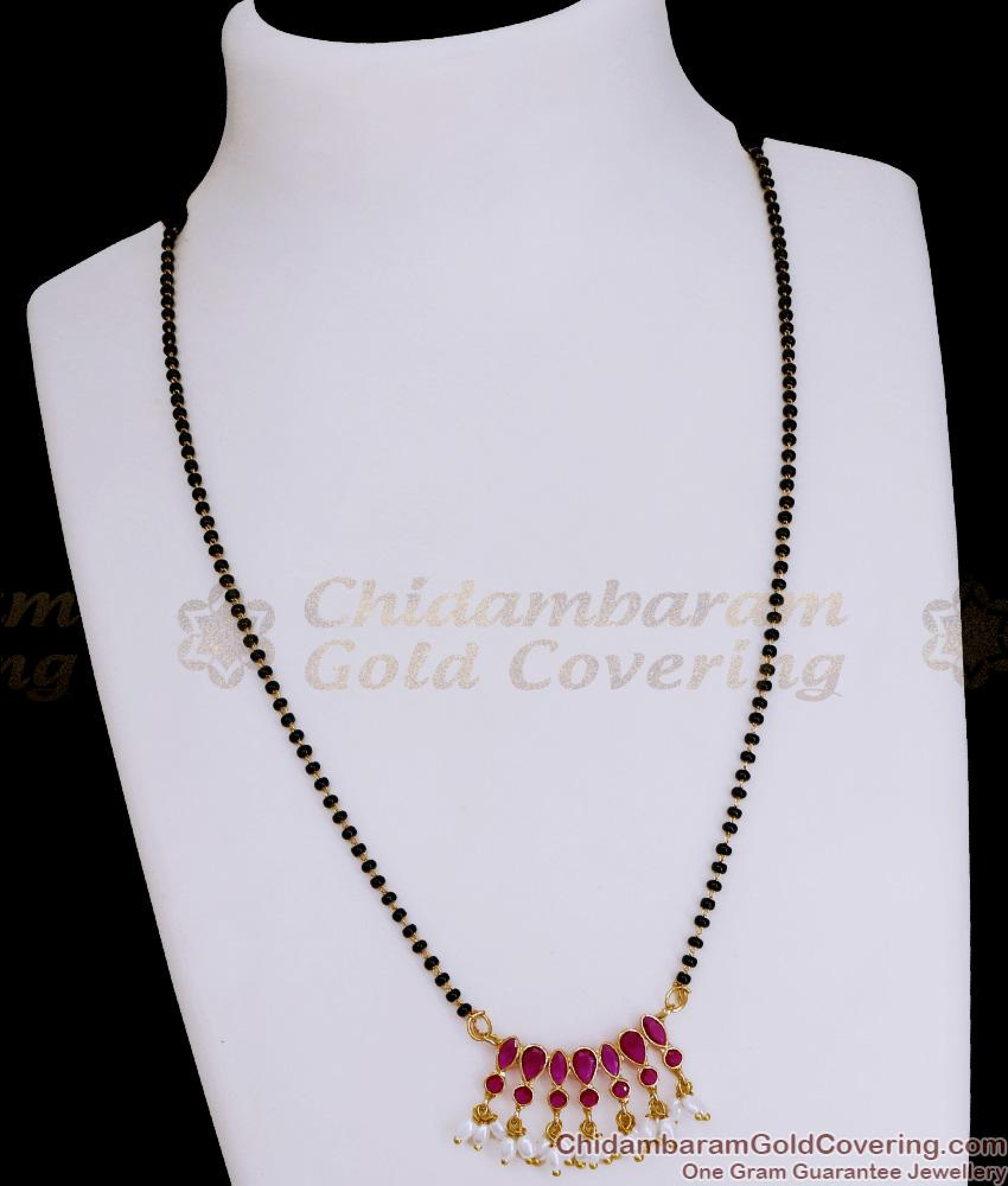 Ruby Stone Karimani Sara Modern Mangalsutra Pearl Jewelry SMDR2578
