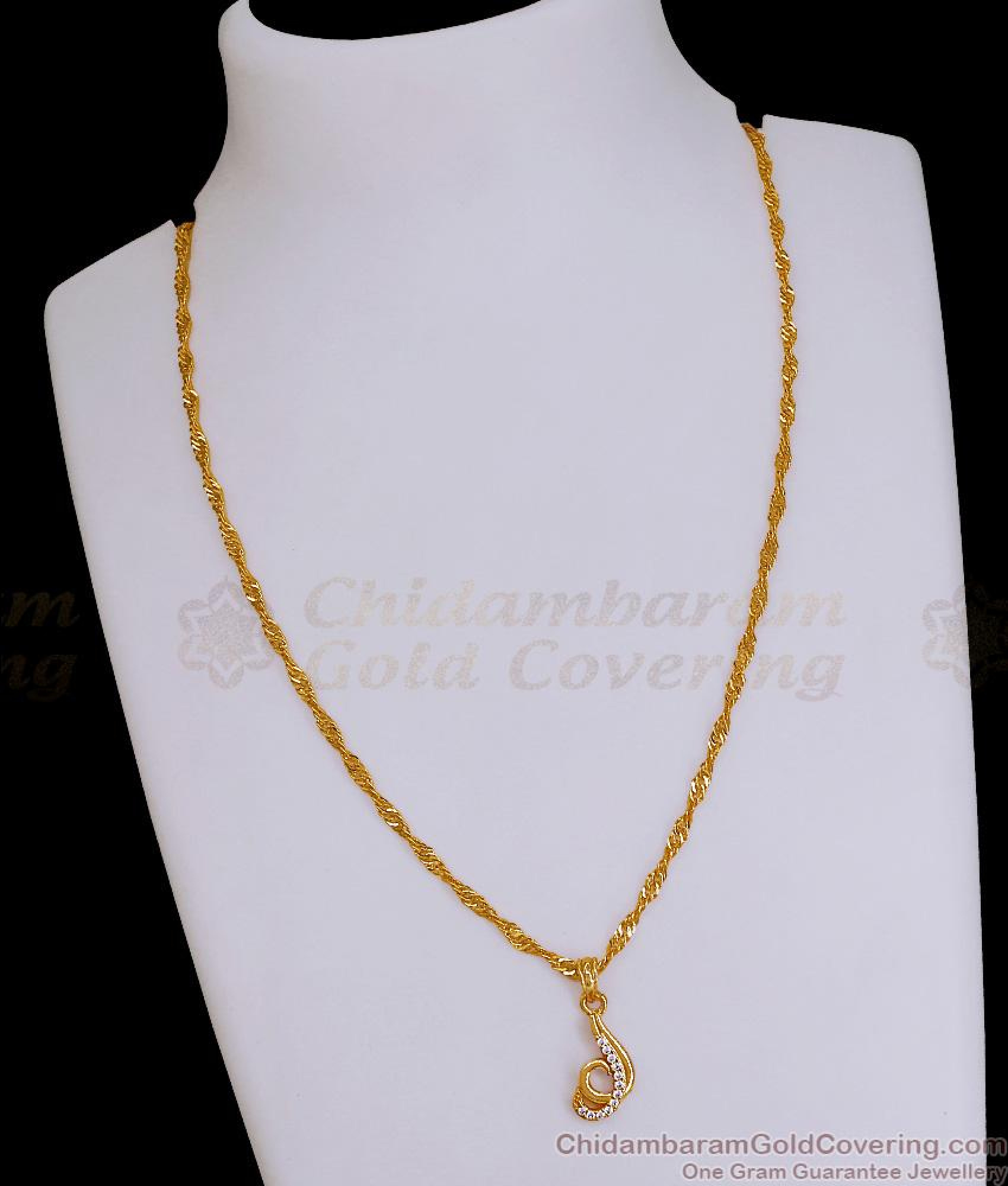 Latest Micro Gold Plated Short Chain With White Stone Pendant SMDR2592