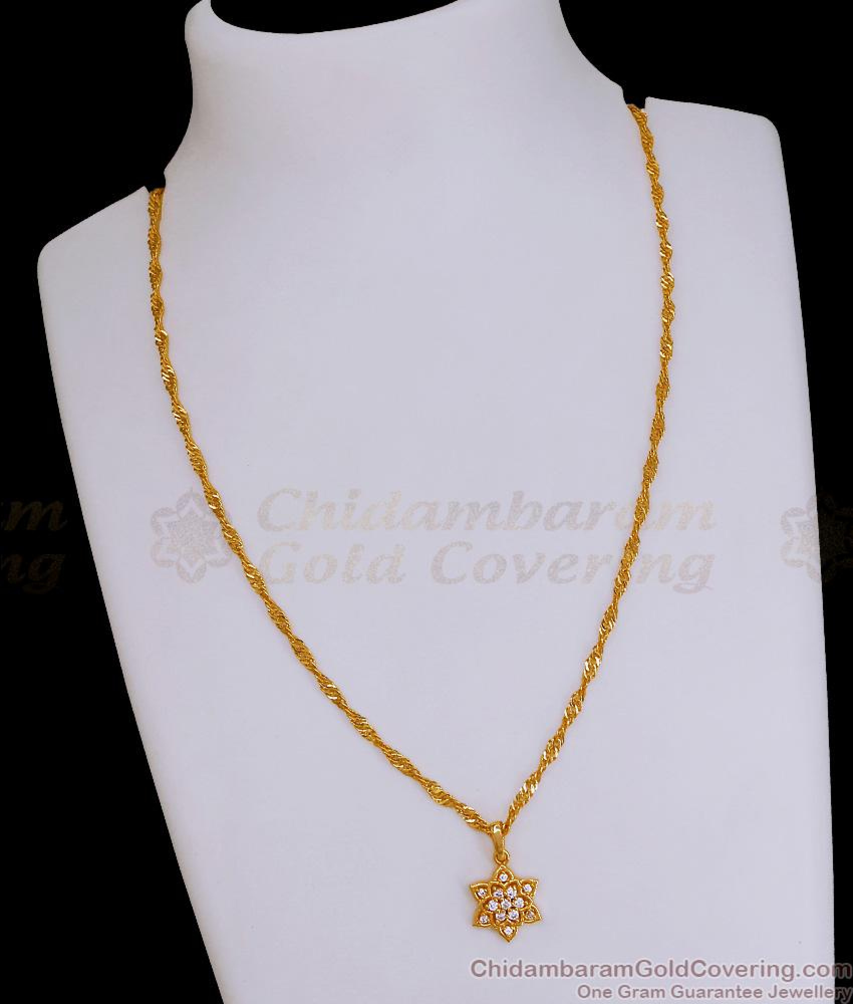 Small Diamond Pendant Gold Plated Necklace Designs With Price SMDR2599