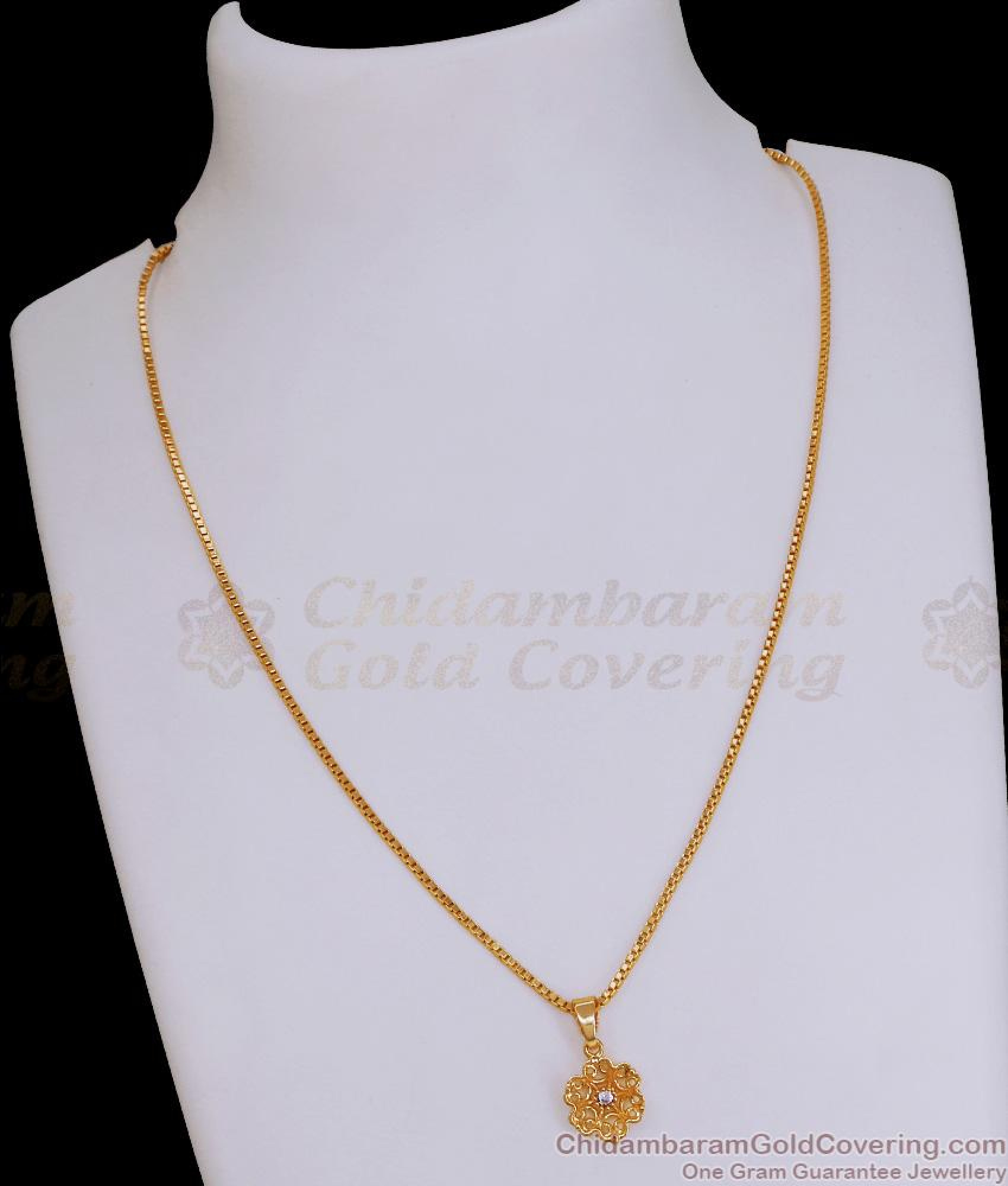 Simple Gold Design Floral Necklace For College Girls SMDR2609