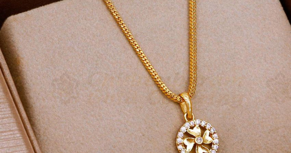 Elegant Full White Stone Round Pendant Chain Heart Design SMDR2616