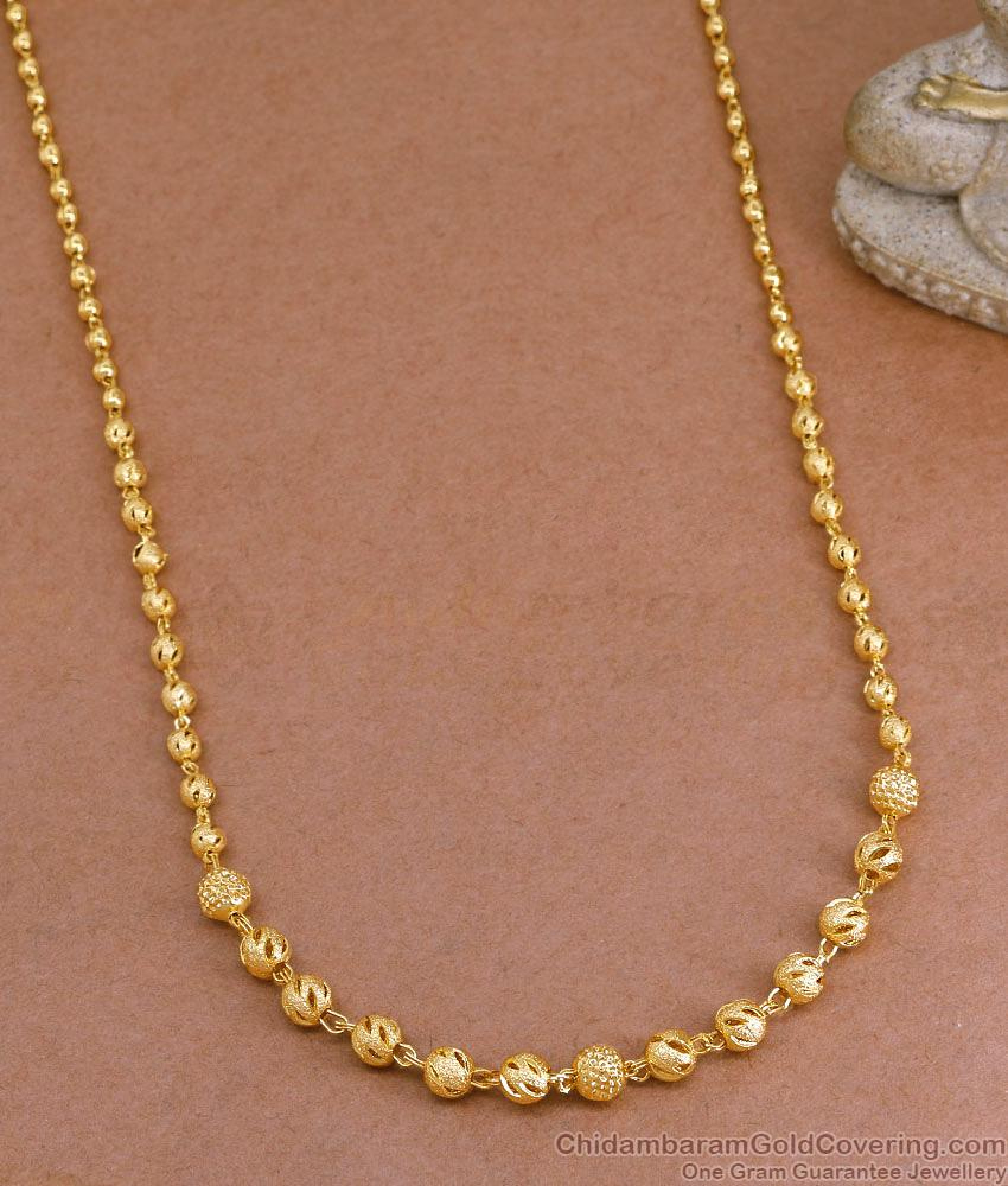 Full Golden Beads Matt Finish Necklace Design Without Stone SMDR2636