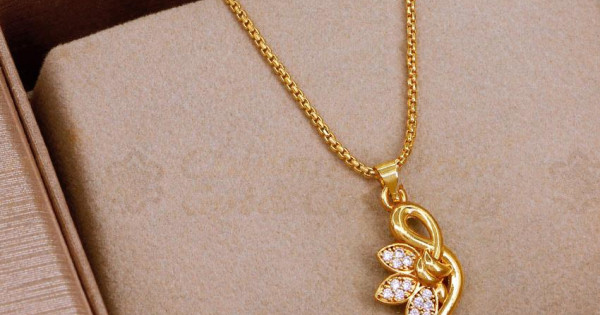 Attractive 1 Gram Gold Stone Pendant Necklace Design Online SMDR2685
