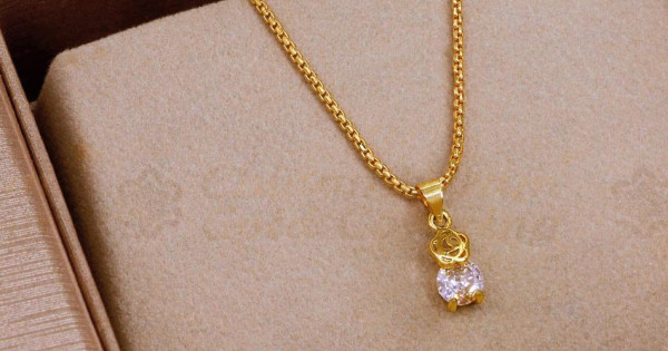 Classic Single White Stone Small Pendant Chain Shop Online SMDR2690