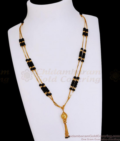 Traditional Black Beaded Gold Plated Short Mangalsutra Chain Online ...