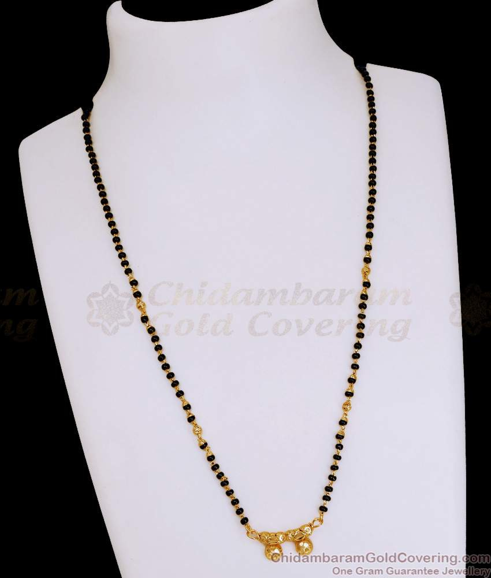 Latest 1 Gram Gold Black Beaded Andhra Thali Chain Design For Married ...