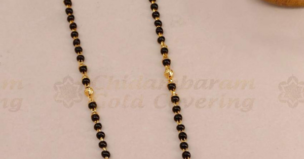 High Quality Micro Gold Plated Nallapusalu Black Beaded Thali Chain ...