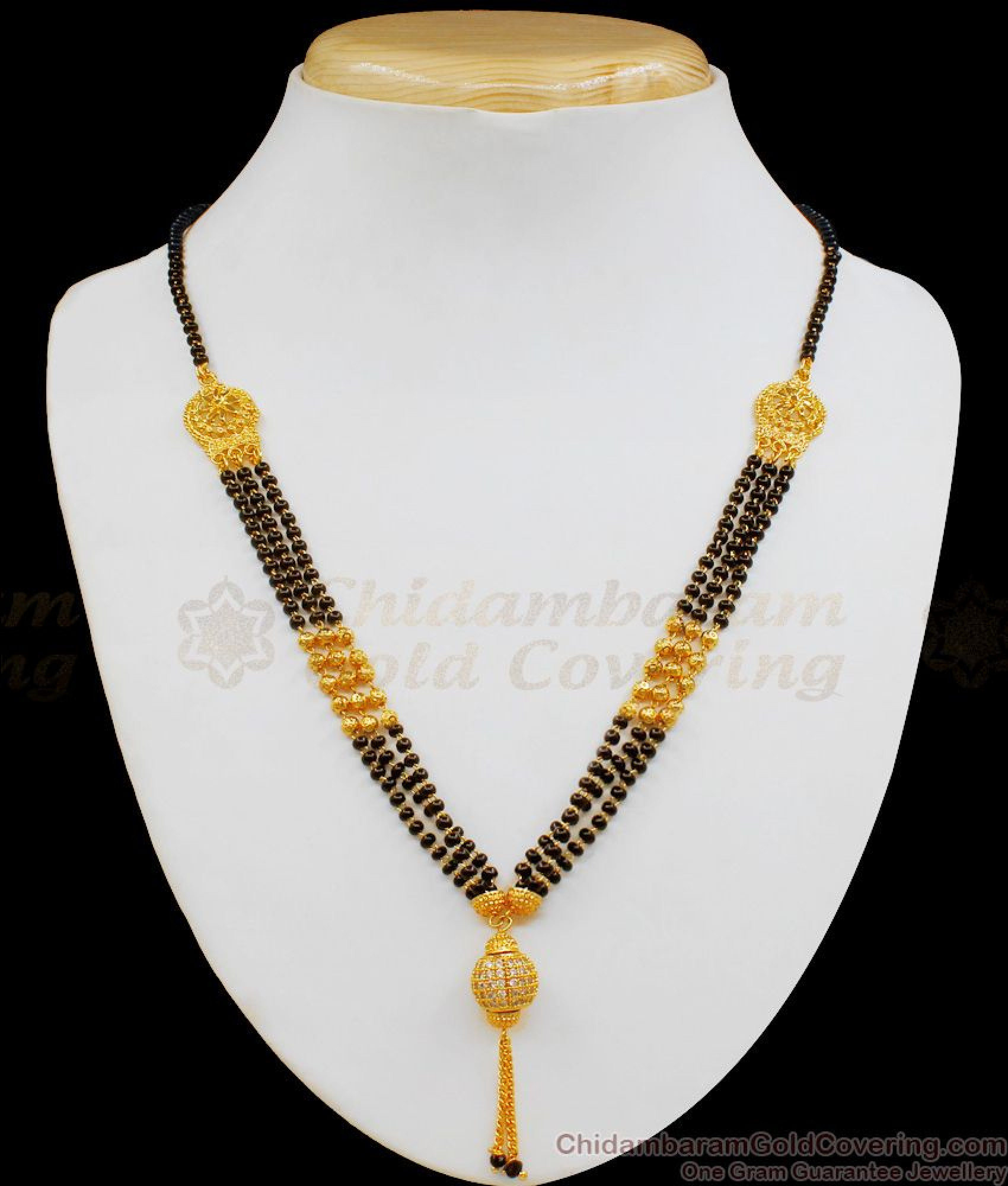Guarantee Black Beads Mangalsutra Type Gold Plated Short Chain ...