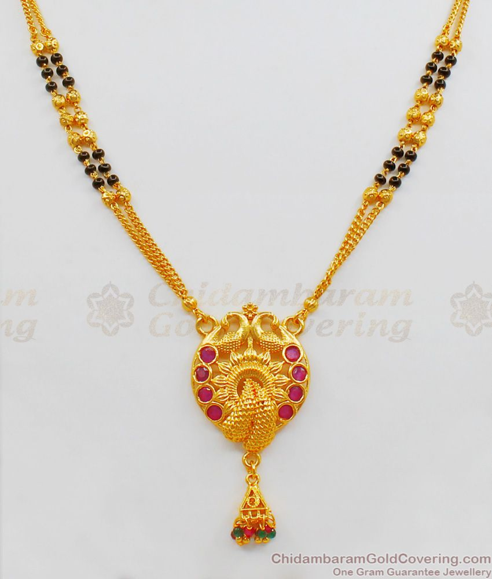 Buy Online Simple Double Line Mangalsutra With Peacock Design Gold ...