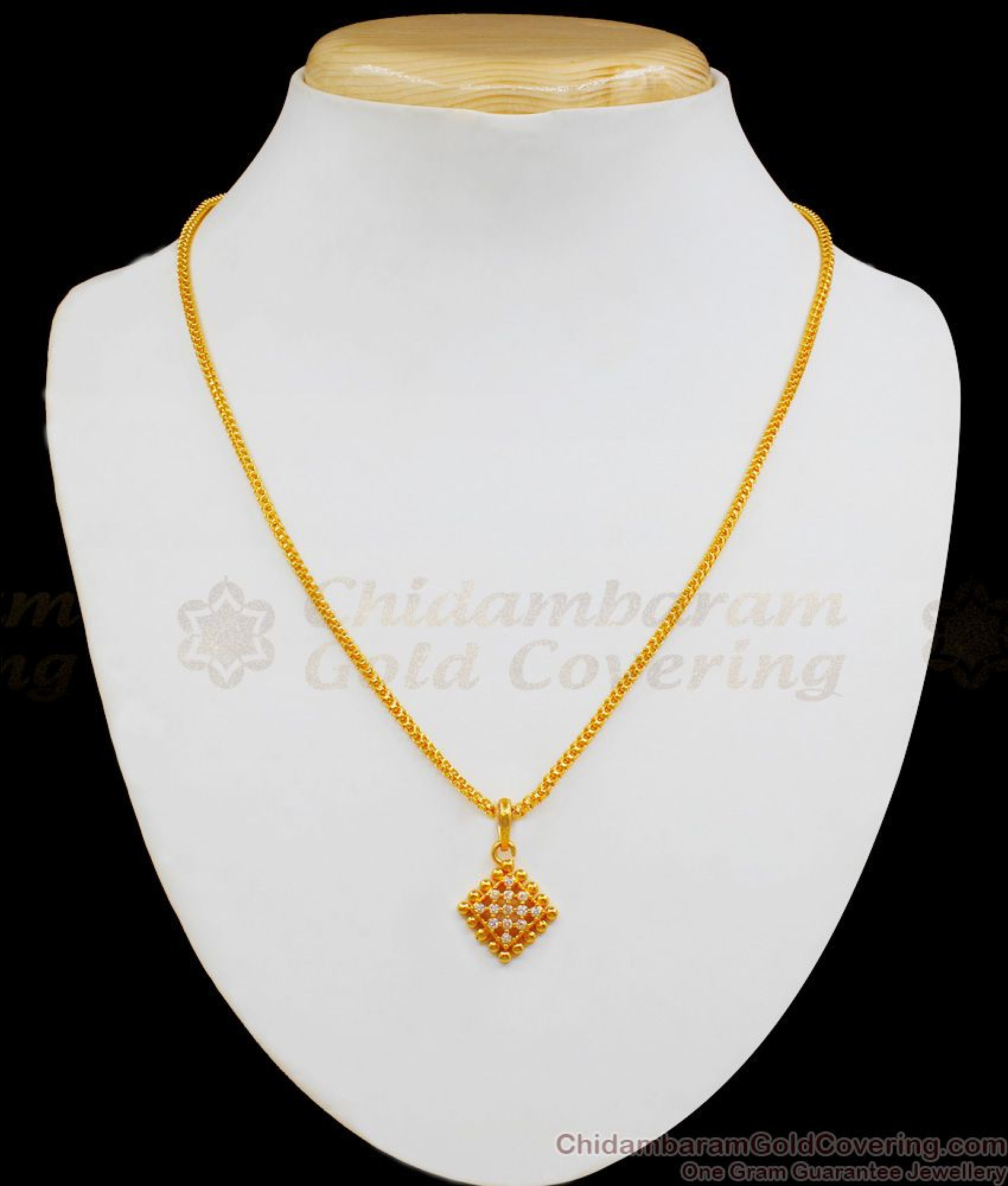 Buy Imitation Simple And Elegant AD White Stone Pendant Chain For ...