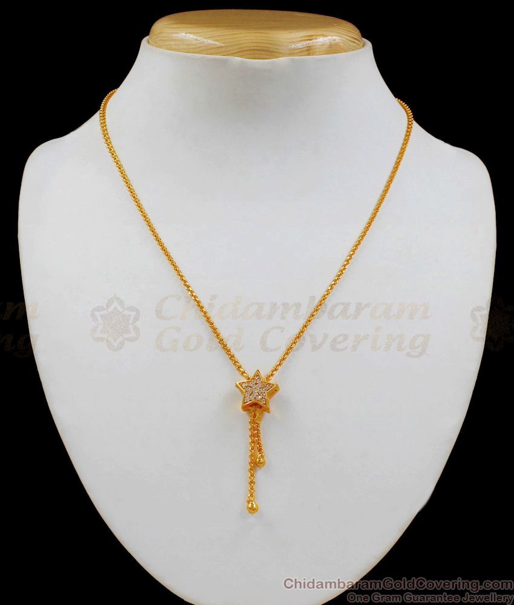 New Model AD White Stone Star Gold Chain With Pendant Jewelry ...