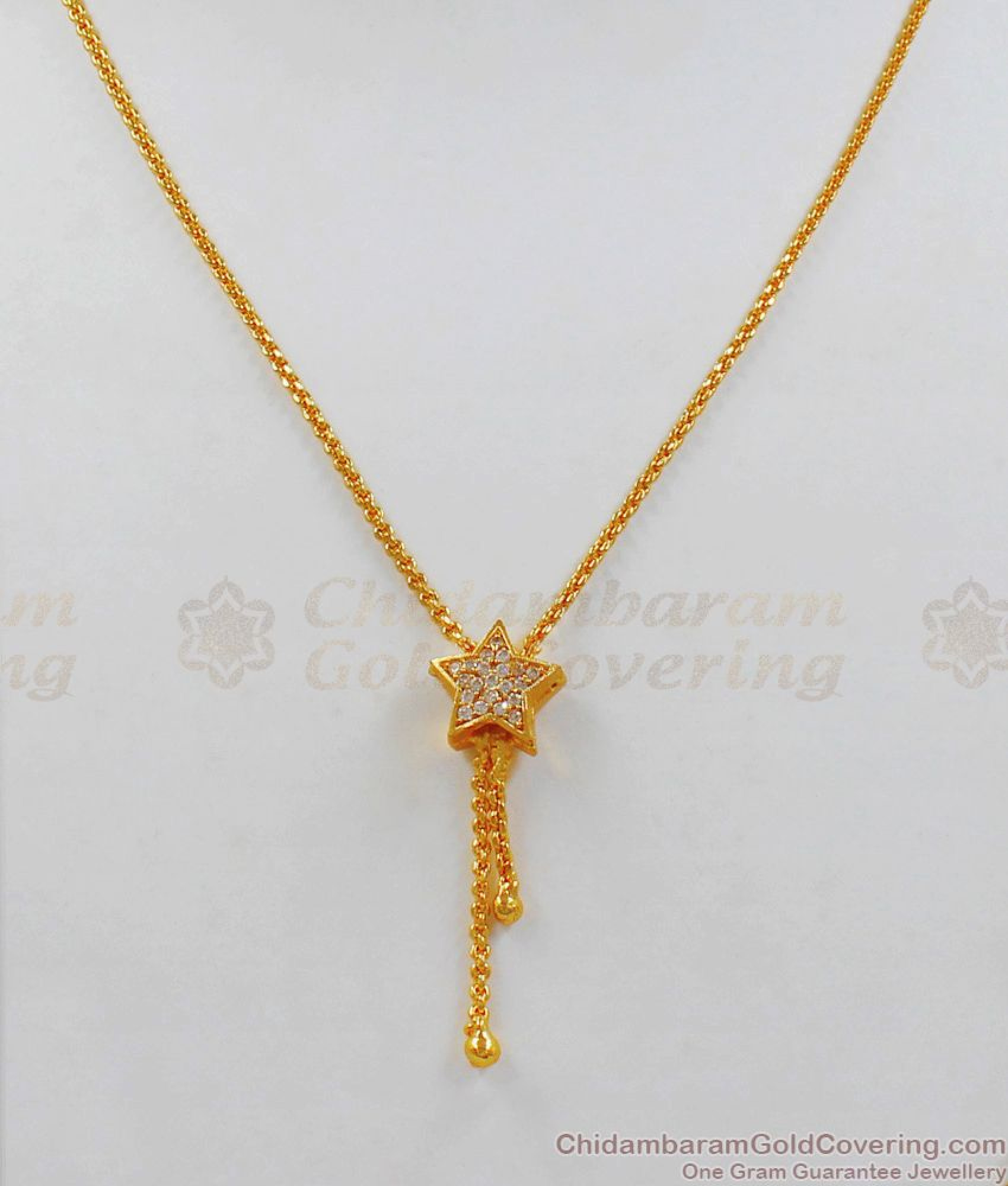 New Model AD White Stone Star Gold Chain With Pendant Jewelry ...
