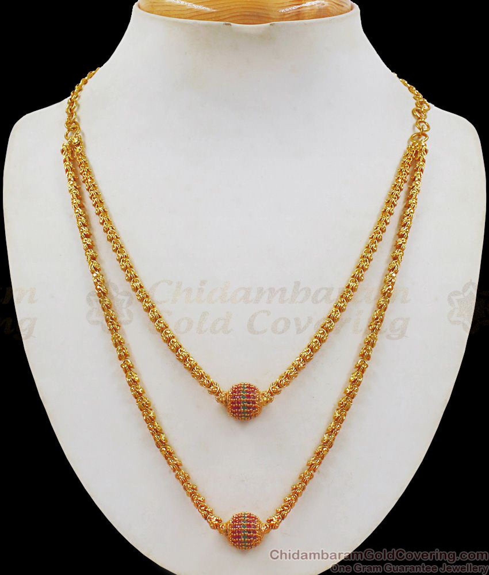 Buy Double Layer Ball Chain Model Gold AD Stone Pendant SMDR593