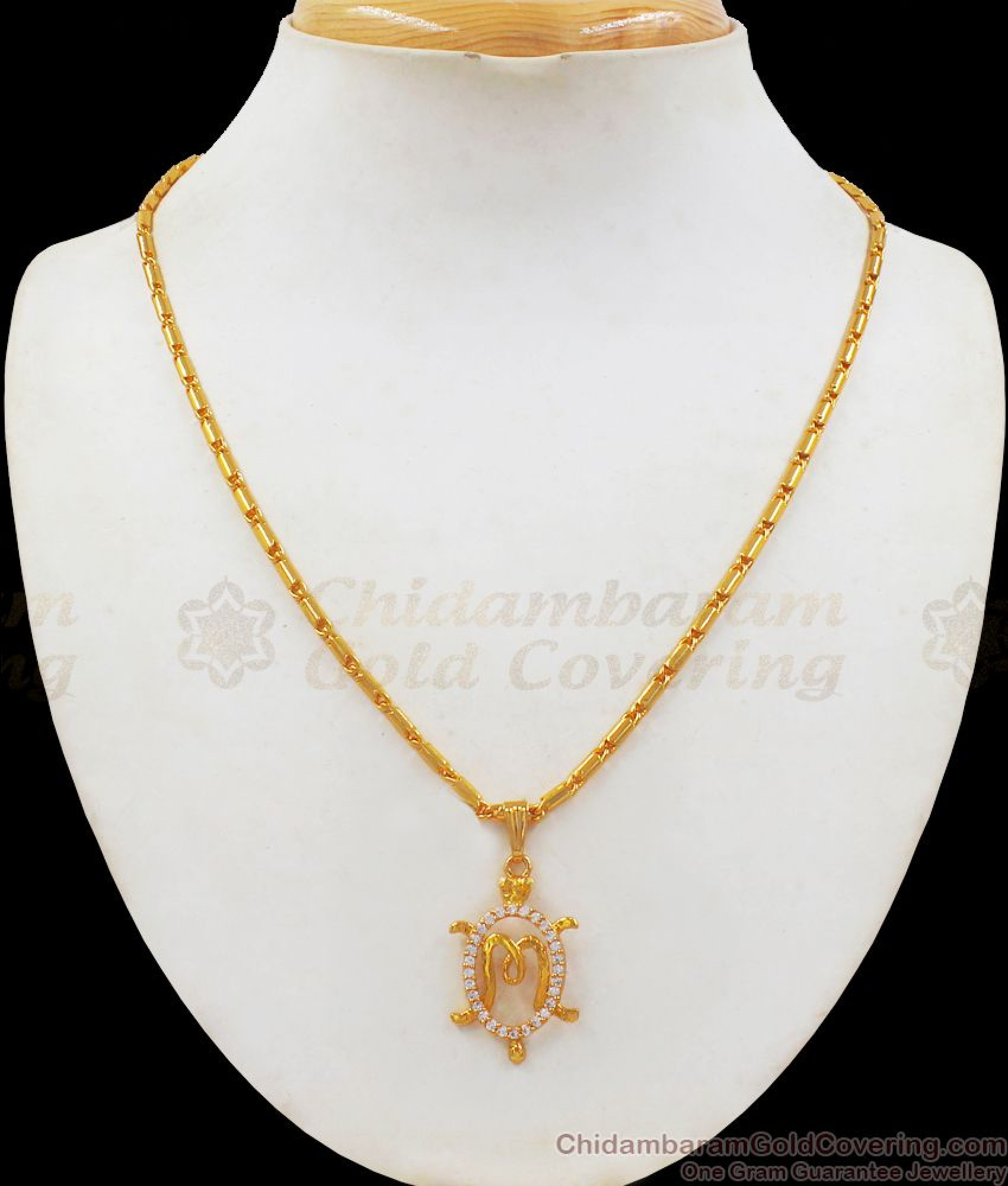 Buy Name Alphabet Word M Pendant One Gram Gold Short Chain Collections ...