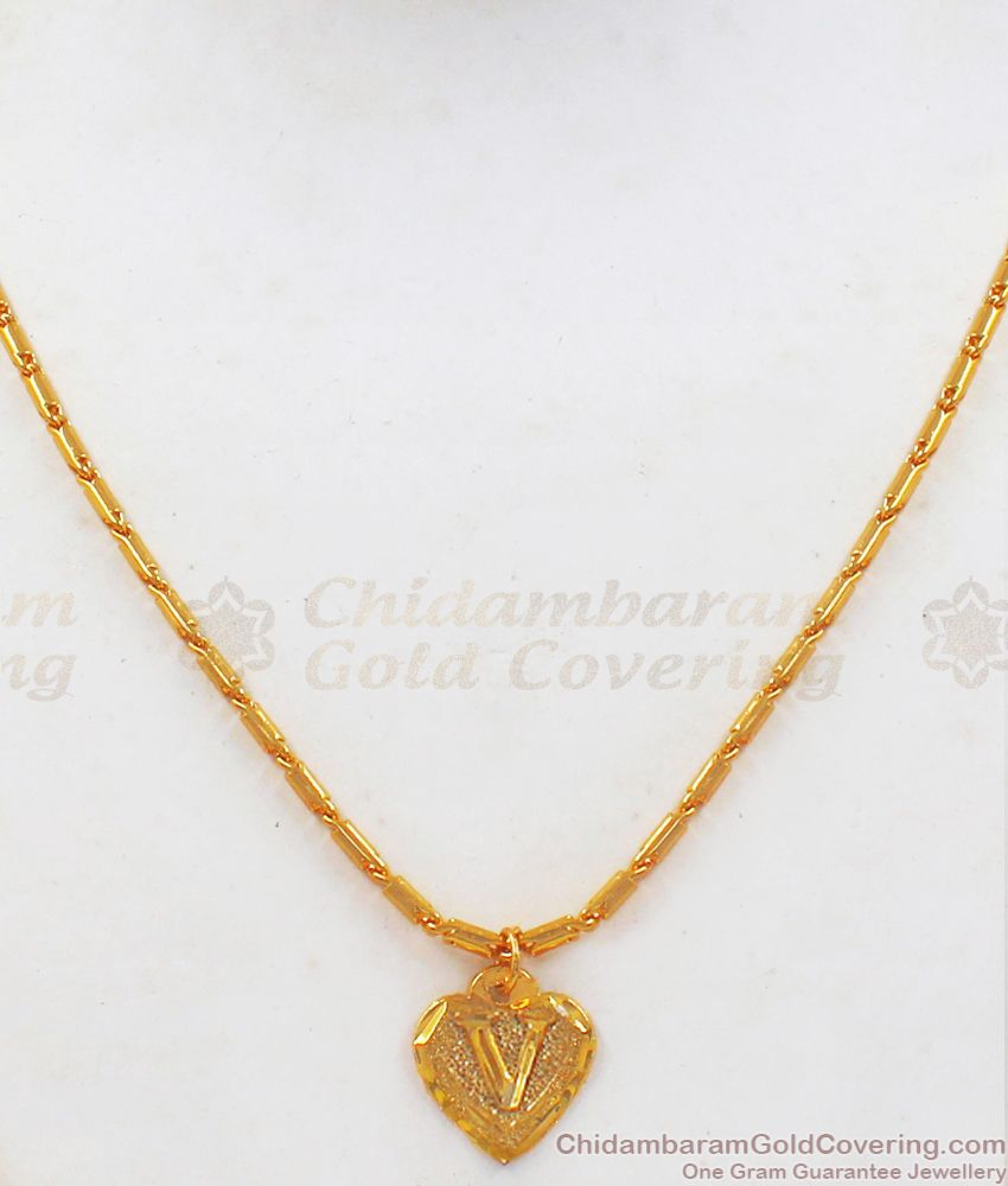 Buy V For Victory Name Letter Pendant One Gram Gold Short Chain ...