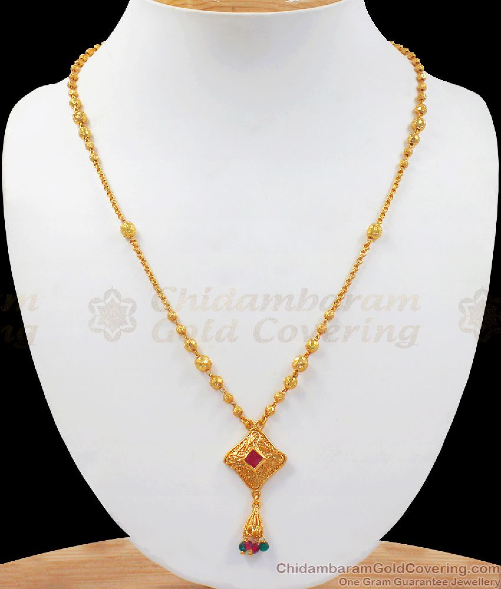 Beautiful Multi Stone Triangle Pendant Chain Ladies Imitation Jewellery ...