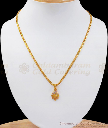 Navaratnam Stone Gold Plated Pendant Chain Traditional Wear SMDR843