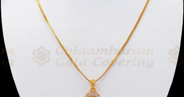 Shell Shaped Diamond Stone Mini Pendant Gold Chain SMDR761