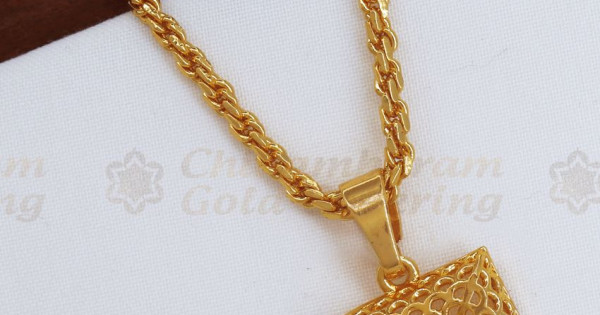 New Pattern Gold Pendant Chain With Ruby Stone SMDR828