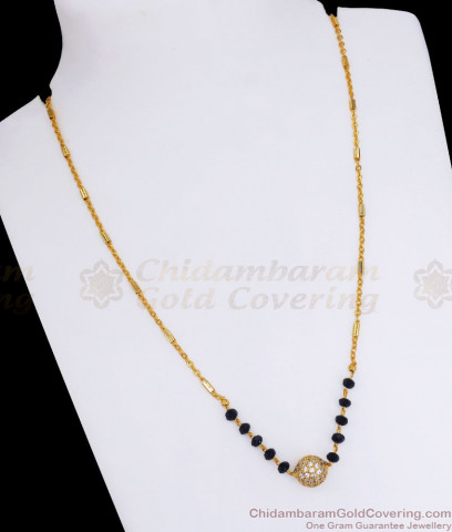 Traditional Black Beaded Gold Plated Short Mangalsutra Chain Online ...