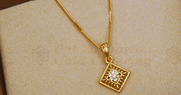 One Gram Gold Square Pendant Chain For Daily Wear Shop Online SMDR950