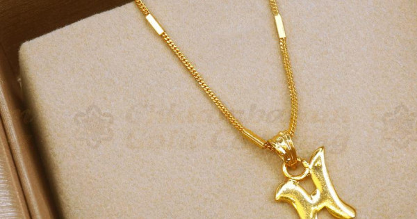 Alphabet H 1 Gram Gold Pendant Chain Shop Online SMDR970