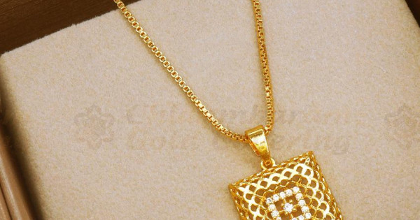 Daily Wear Gold Plated Short Pendant Chain White Stone Collections SMDR981