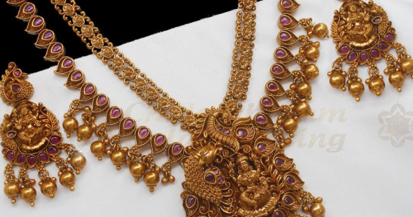 ANTQ1027 - Finest Piece Of Art Latest Antique Haram Earring Combo Set