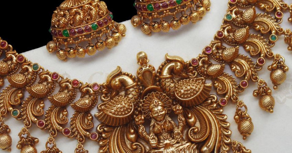 ANTQ1033 - Grand Antique Nagas Collection Premium Lakshmi Bridal Haram Set