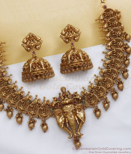 TNL1001 - Nagas Jewelry Temple Necklace Set Pearl Cluster Antique ...