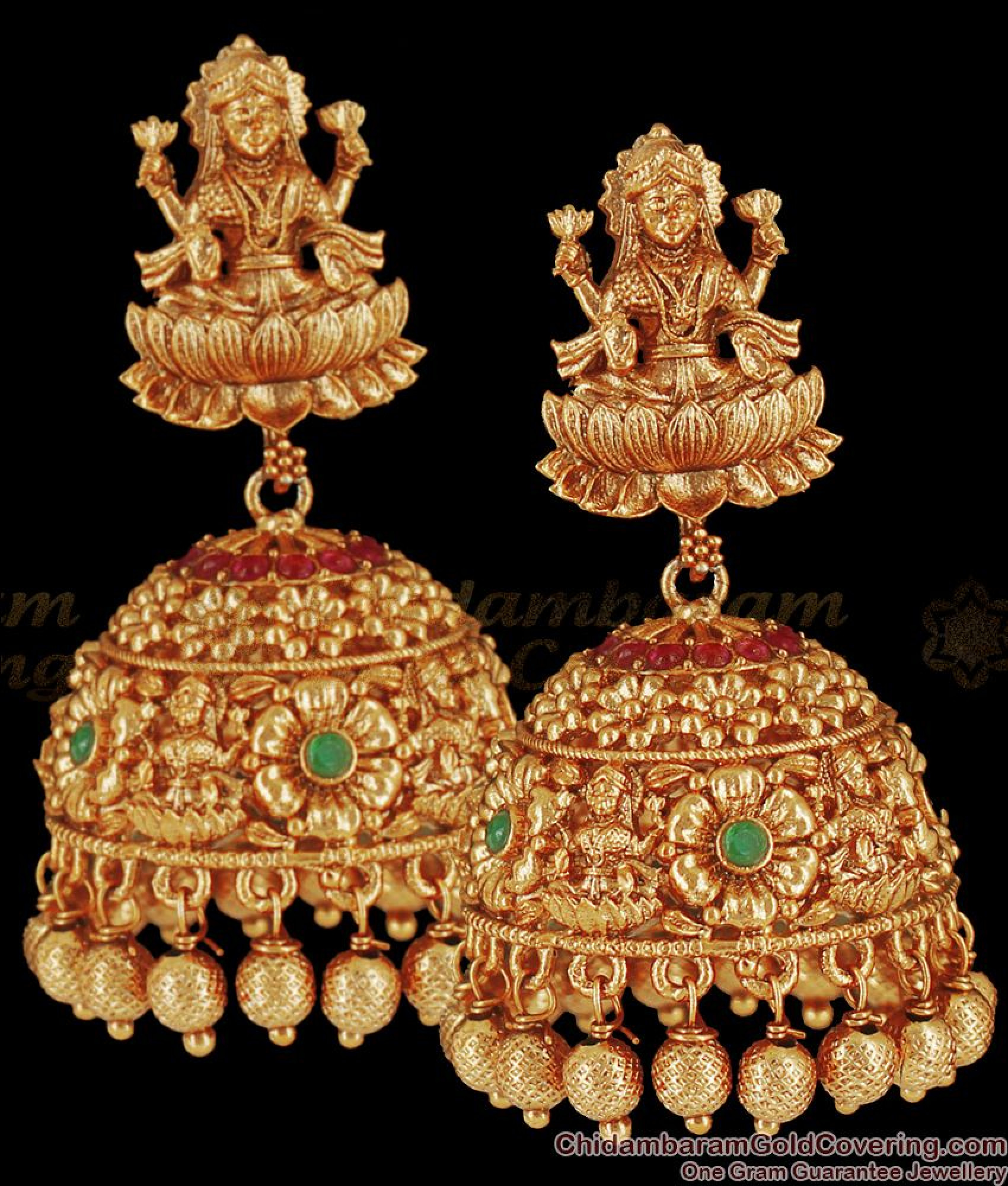 Buy Grand Antique Nagas Lakshmi Temple Jimiki Earrings Collection ER2276