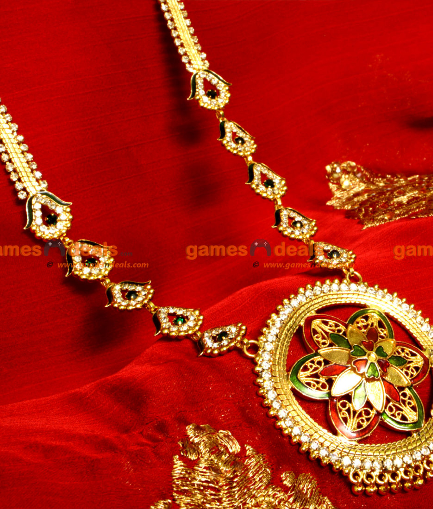 ARRG07 - Traditional American Diamond Big Dollar Haram Flower Design ...