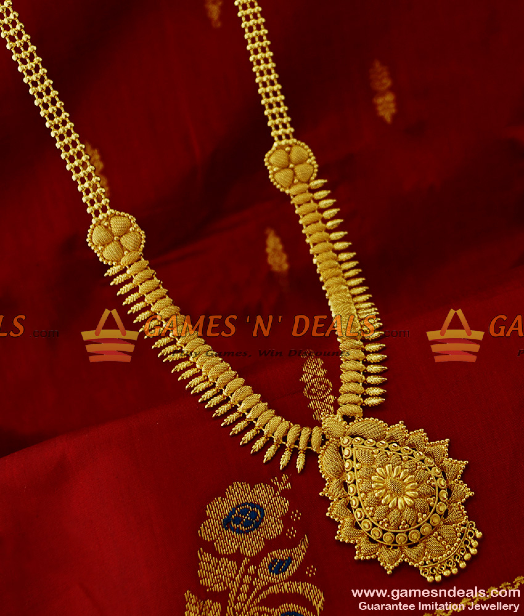 ARRG120 - Bridal Haram Arumbu Leaf Imitation Jewelry Unique Flower Design