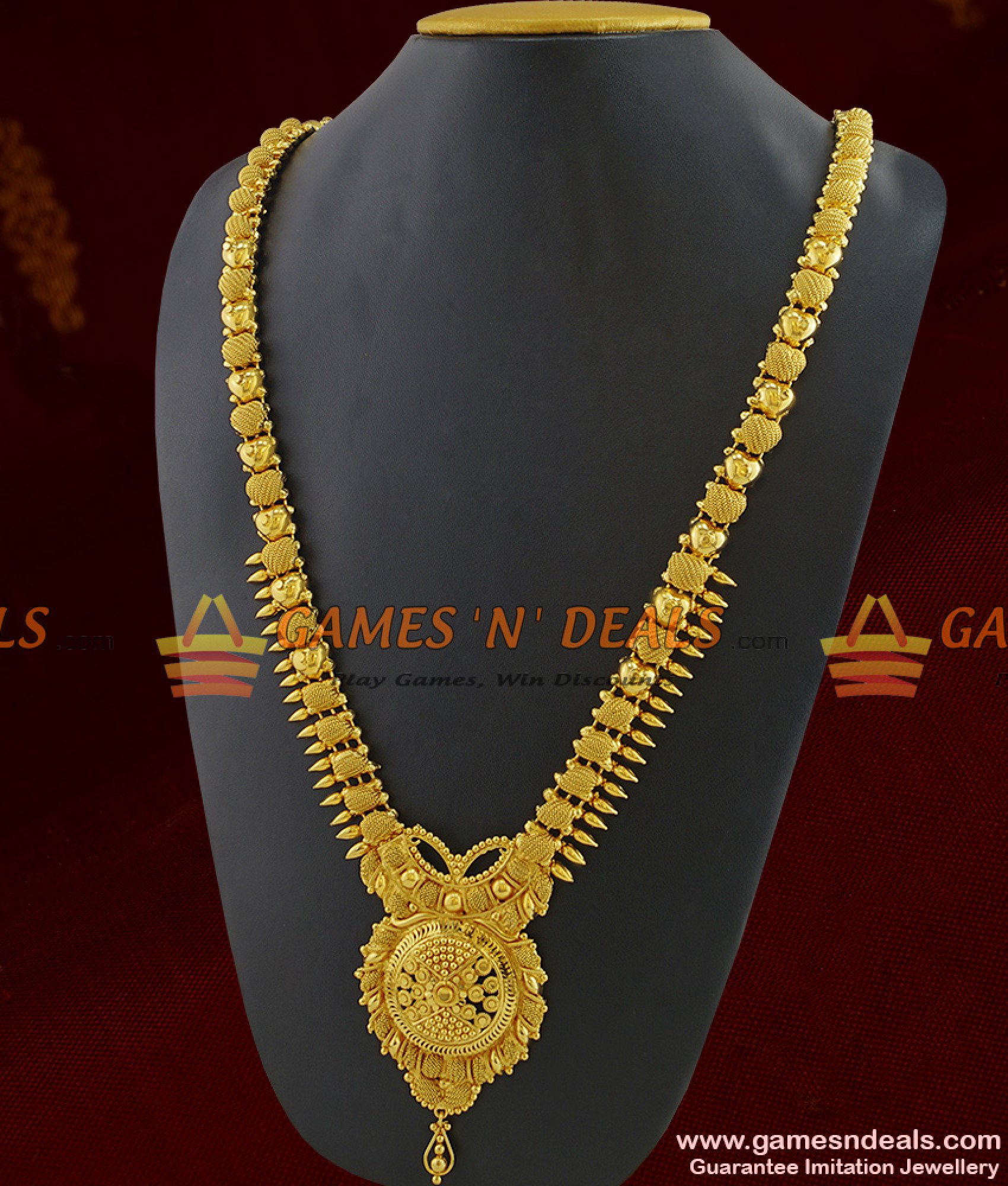 ARRG232 - Bridal Haram Arumbu Leaf Imitation Jewelry Unique Flower Design