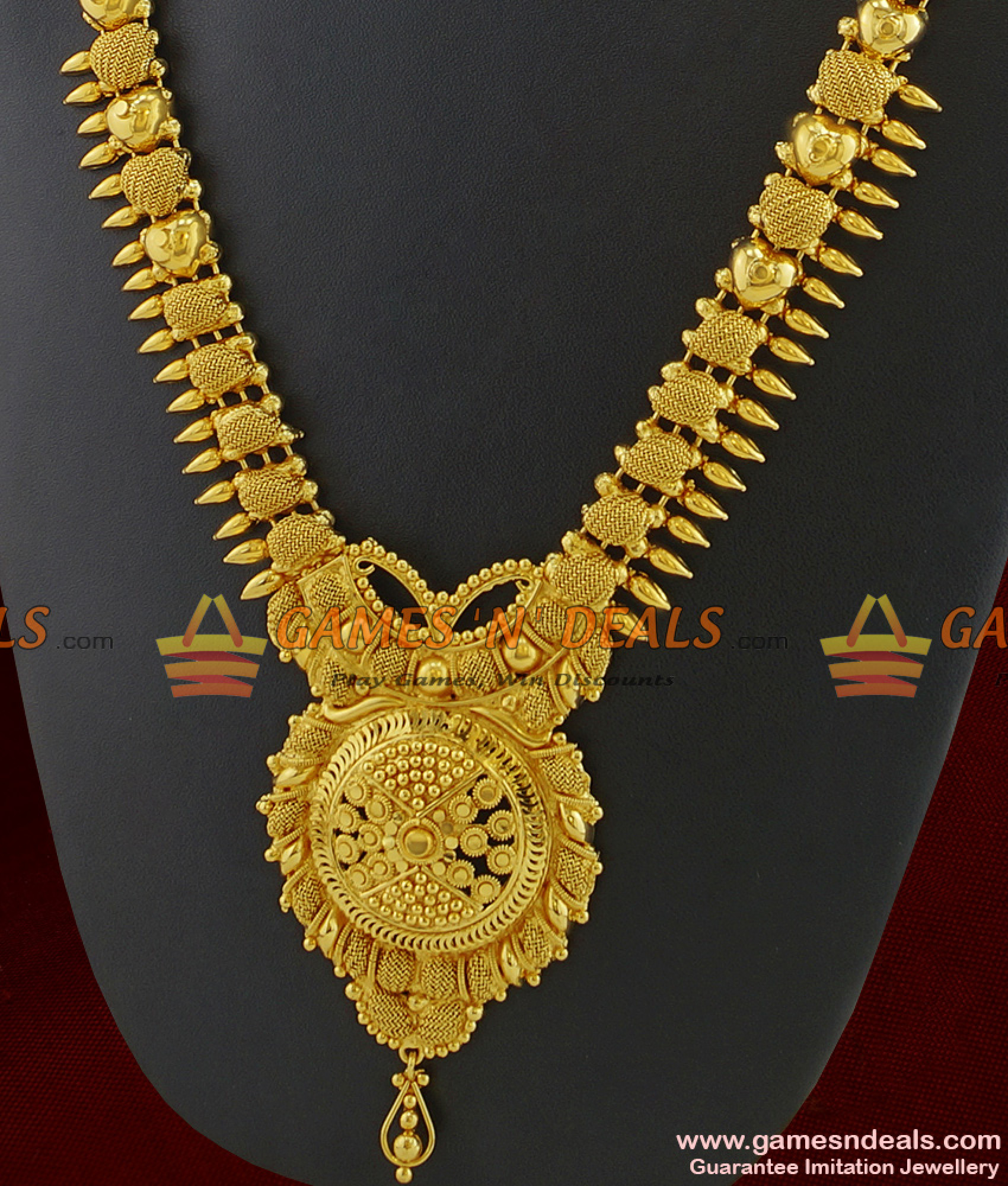 ARRG232 - Bridal Haram Arumbu Leaf Imitation Jewelry Unique Flower Design