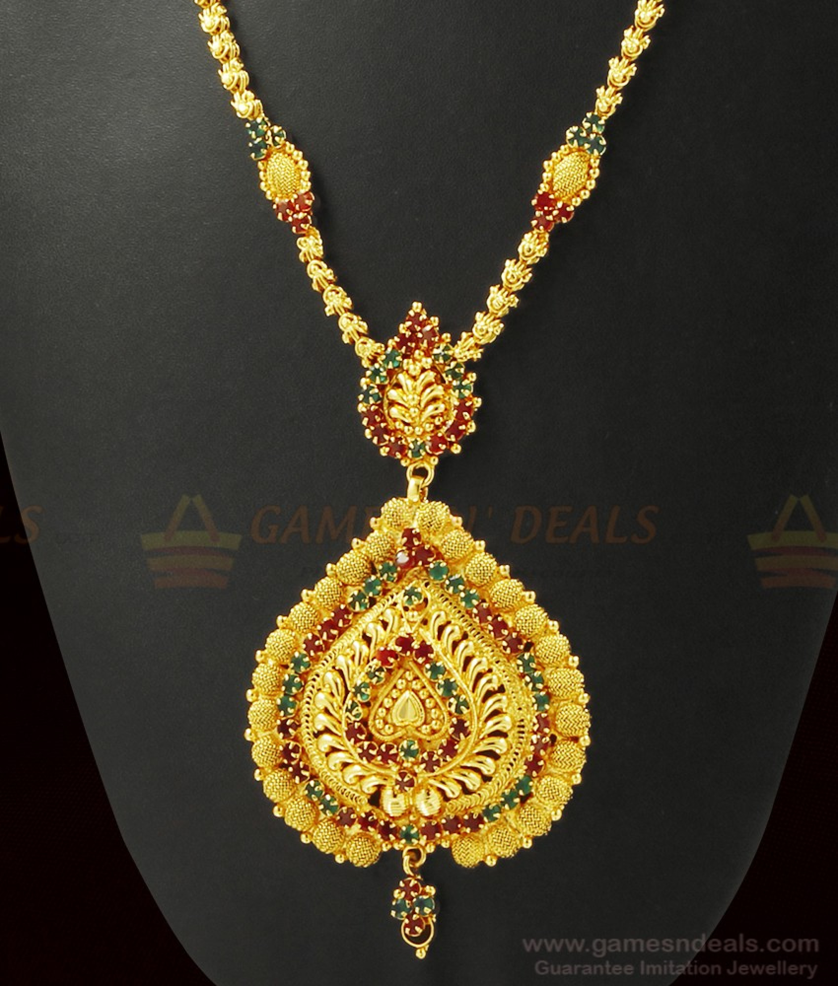 Onam Special Kerala Long Necklace Chain Pattern Design