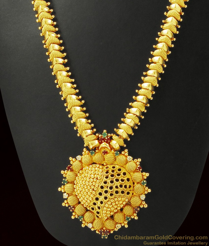 Kasu Malai, Ruby Stone Gold Plated Aaram, American Diamond Aaram ...
