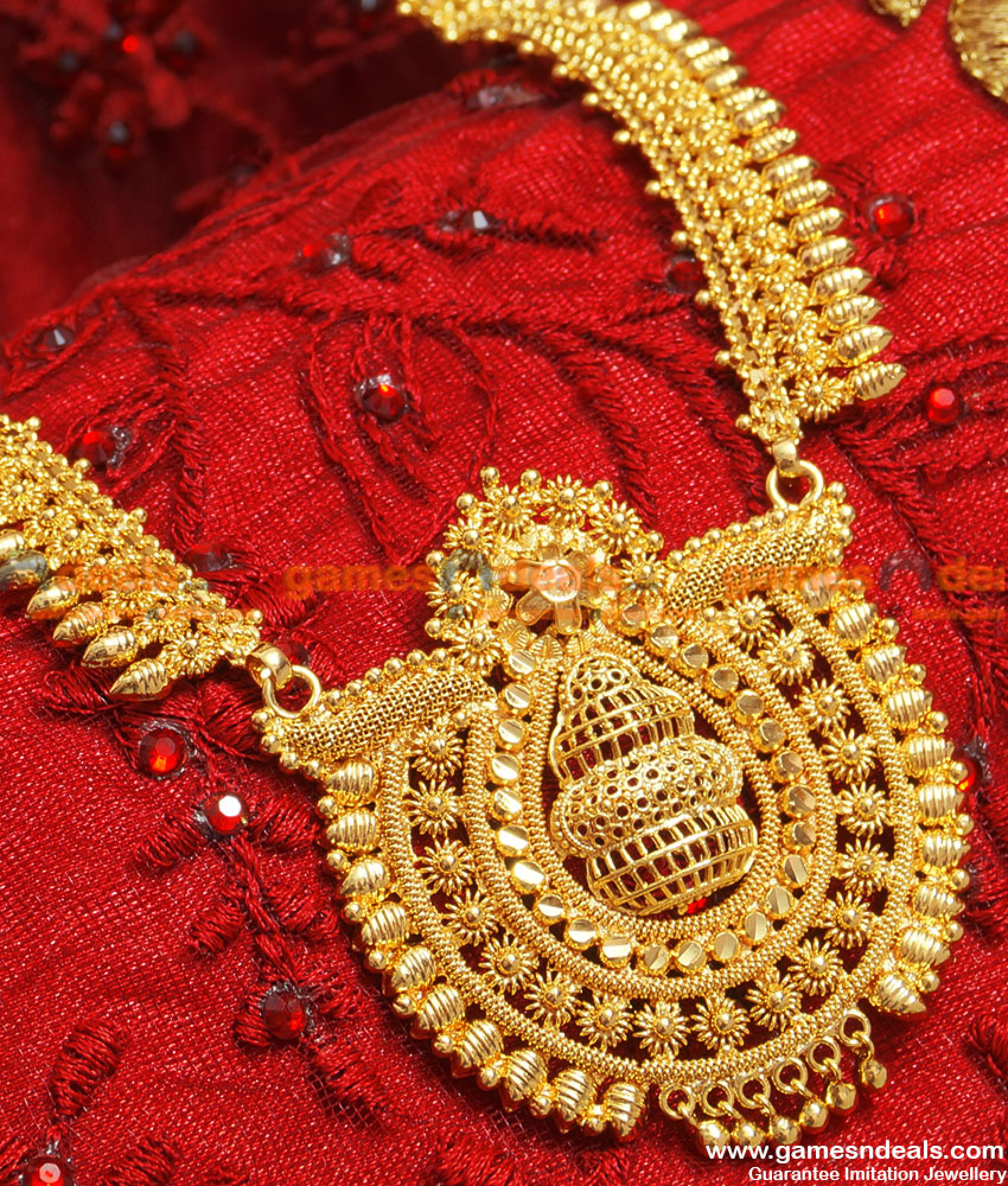 ARRG51 - Gold Plated Long Kerala Arumbu Design Chain Big Dollar Haaram