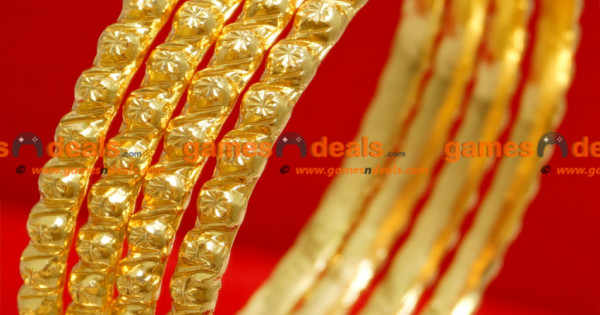BR039-2.6 Size 24ct Gold Plated Thin Muthu and Flower Design Ethinic ...