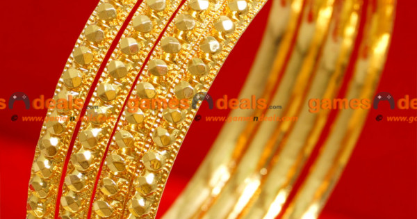 BR045-2.8 Size 24ct Gold Plated Thin Muthu Design Ethinic Wear Bangle
